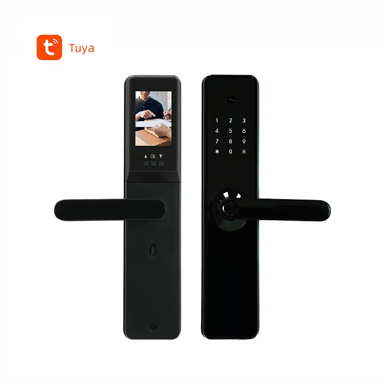 Aluminum Smart Camera Door Lock With Fingerprint Password Card Access ...