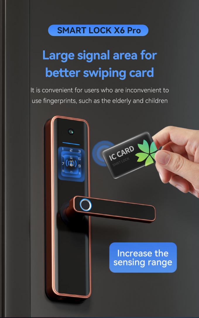 IC Card Smart Camera Door Lock Firm Digital Deadbolt With Camera